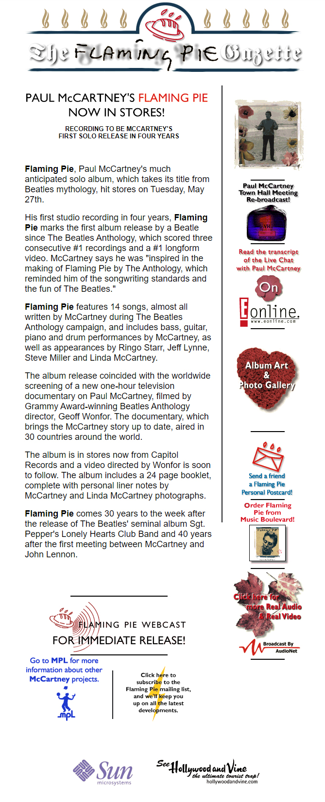 "Flaming Pie" website launched • The Paul McCartney Project