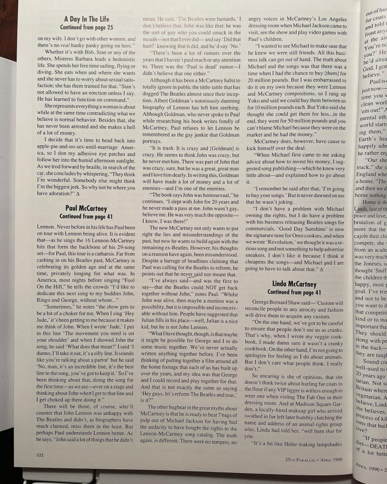 Interview with Paul McCartney • April 1990 for 25th Parallel
